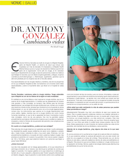 Dr. Gonzalez Featured in Venue Magazine | Anthony Gonzalez MD